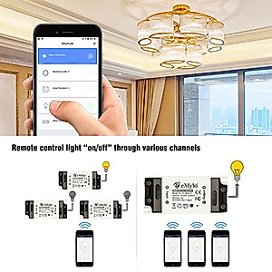 Smart Wifi Switch Relay, eMylo Wireless Remote Control WiFi Light Switch 90-250V One Channel Voice Control Outlet Timer Work with Alexa Google Assistant Smart Life App Via iphone Android 1 PACK