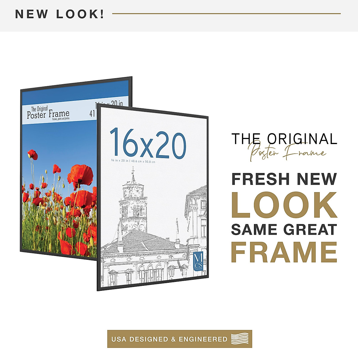 MCS Original Poster Frame 16x20 Black Lightweight Vertical & Horizontal Wall Hanging Large Picture Frame for Posters, Art Prints & Gallery Wall (2-Pack)