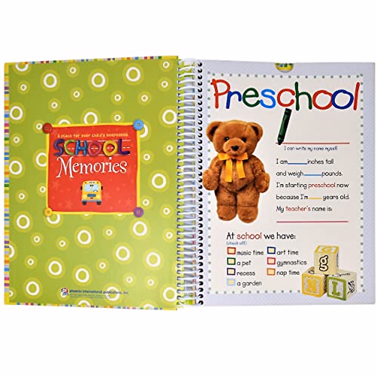 PI Kids School Memory Book Album Keepsake Scrapbook Photo Kids Memories from Preschool Through 12th Grade with Pockets for Storage Portfolio + Bonus 12 Slots to Paste Pictures - of School Pictures