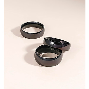 TIGRADE Black Titanium Ring 2mm 4mm 6mm 8mm Dome High Polished Wedding Band Size 4-15 (4mm, 14.5)