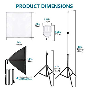 Neewer Upgraded 450W LED Photography Softbox Lighting Kit: (2) 24x24 Inches Softbox with E27 Socket and 5500K Instant Brightness Energy Saving LED Bulbs and Stand for Photo Studio Video Shooting