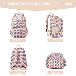 CLUCI Womens Laptop Backpack Leather Bundles with Kid's Backpack for School Boys&Girls