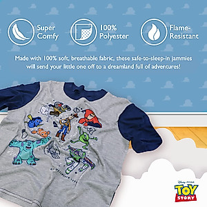 Disney Boys' Little 3-Piece Loose-fit Pajama Set, Soft & Cute for Kids, Pixar Fun 3, 4
