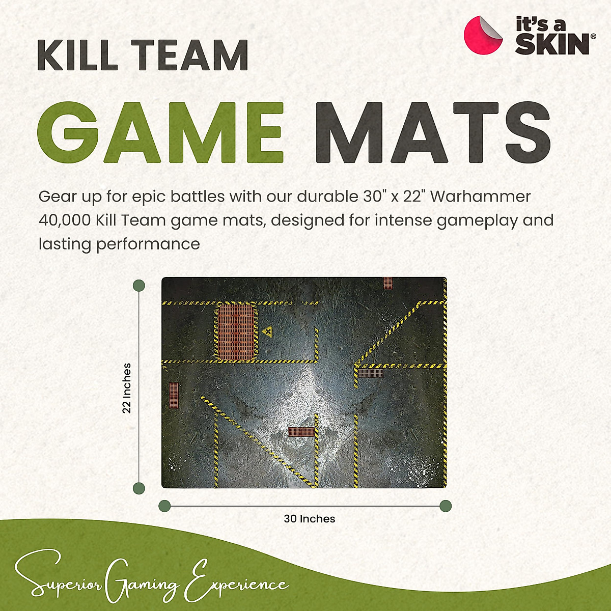 IT'S A SKIN Game Mat - 22 x 30 Inch Tabletop Starter Set - Compatible with Warhammer 40k Kill Team - Battle Mat for Table Top Role Playing Mat - Matte Finish Lays Flat - (Industrial)