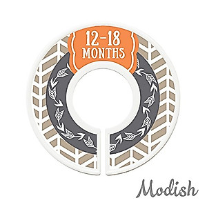Modish Labels Baby Clothes Size Dividers, Baby Closet Organizers, Closet Size Dividers, Baby Closet Organizers, Clothes Organizer, Neutral, Boy, Woodland, Arrows, Nordic, Boho, Tan, Orange (Baby)