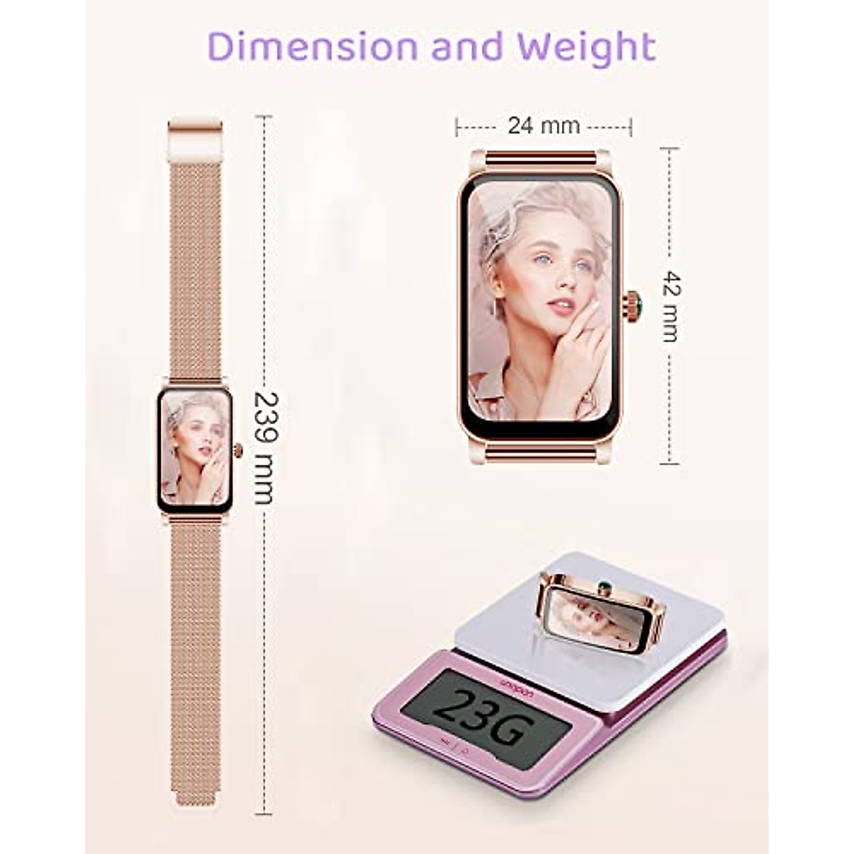 BOCLOUD Smart Watch, Smart Watches for Women Men, iPhone Android Smart Watch with Blood Oxygen/Heart Rate/Sleep Monitor, IP68 Waterproof Fitness Tracker with 12 Sport Modes(Gold)