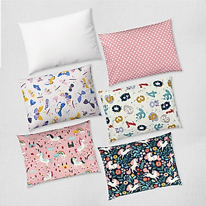 Dreamtown Kids Toddler Pillow & Pillowcase, Hypoallergenic, Made in USA, Soft & Breathable