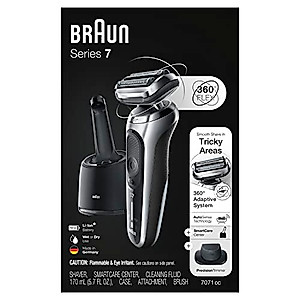 Braun Electric Razor for Men Flex Head Foil Shaver with Precision Beard Trimmer, Rechargeable, Wet & Dry, 4in1 SmartCare Center and Travel Case, Silver