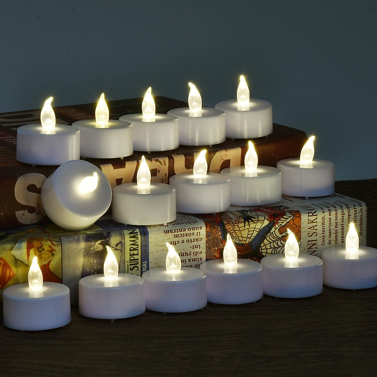 Candlium Tea Lights Battery Operated Candles,Set of 100 LED Tea Lights Flameless Candles Flickering Fake Tealights for Sweetest Day Wedding Decorations Party Home Celebration(100 pack Warm White)