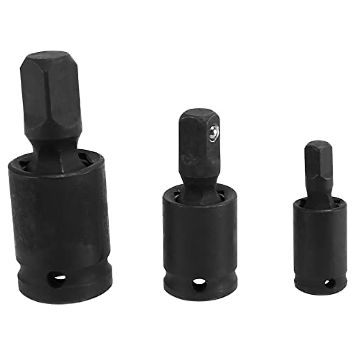 Pteanecay 3Pcs 1/4inch 3/8inch 1/2inch Wrench Socket Adapter 360° Drive Swivel Pneumatic Wrench Universal Joint Hand Tool