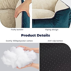 Miguel Removable Washable Dog Bed for Medium Dog Easy Clean - Rectangle Pet Bed for Large Cats with Zipper Cover Bolster Cuddle Puppy Bed with Supportive Side Wall Slip-Resistant Bottom, Blue 30 Inch