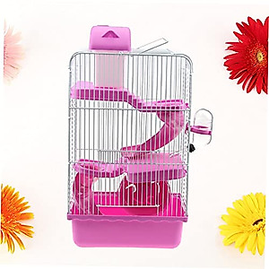 Abaodam Hamster Cage Hamster Cage Villa Cage for Small Pets Pet House Hamster Cage Guinea Pig Pet Cage Small Animals Kitchen Utensils Travel Heighten Pink Chinchilla Cage Pet Cage Pet Cage