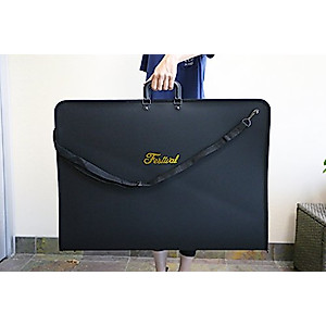 Sports Festival Art Portfolio Case with Shoulder Strap Artist Artwork Bag Waterproof for Sketching (28 x 20.5 Inches), Black