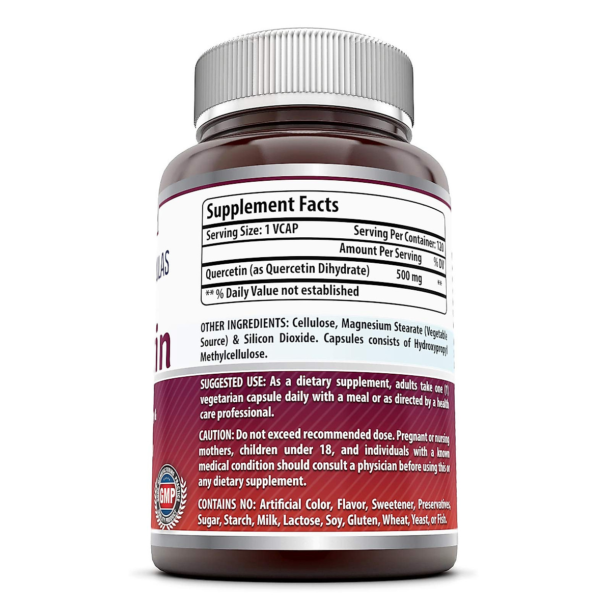Amazing Formulas Quercetin 500mg 120 Veggie Capsules Supplement - Non-GMO - Gluten Free - Supports Overall Health & Well Being