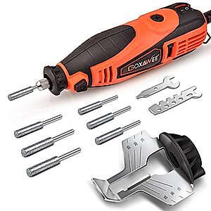 GOXAWEE Chainsaw Sharpener Kit 180W Power Chain Saw Sharpen Tool Set, Electric Blade Sharpening File Comes with 6pcs Diamond Sharpening Wheels, Angle Attachment (5 Speed Setting, 8000~35000 RPM)