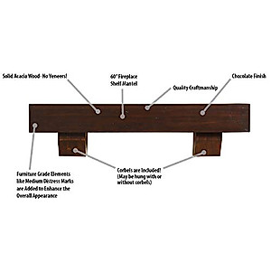 Duluth Forge 60-Inch Fireplace Shelf Mantel with Corbels - Chocolate Finish