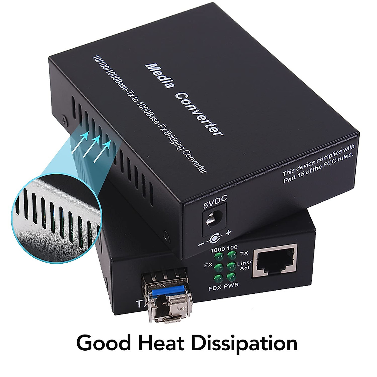 2 PACK Fiber Transceiver, 1.25G/s Bidi Gigabit Single-Mode Fiber Ethernet Media Converter with 2PCS Bidi SFP LC Module Included, 10/100/1000Base-Tx to 1000Base-SX SMF RJ45 to SFP Slot up to 30KM