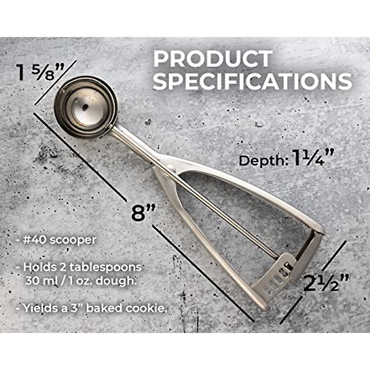 Saffron & Sage Stainless Steel Cookie Scoop - 2 Tbsp Heavy Duty Cookie Dough Scoop, Comfortable Handles with Smooth Spring Action Releases Food Easily, Multipurpose, Rust Resistant and Dishwasher Safe