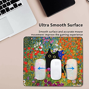 Black Cat Mouse Pad, Cute Anime Mouse Pad for Wireless Mouse, Rectangle Waterproof Mousepad for Desk with Non-Slip Rubber Base, Suitable for Home & Office, 9.5 x 7.9 Inch