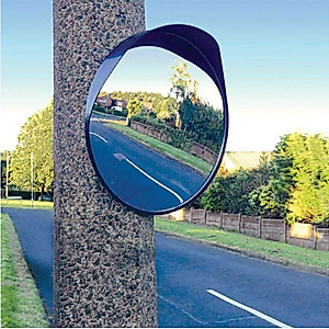 MEETWARM 12" Convex Security Mirror Curved Safety Mirror with Adjustable Fixing Bracket for Indoor Outdoor, Office Warehouse Driveway Garage Store