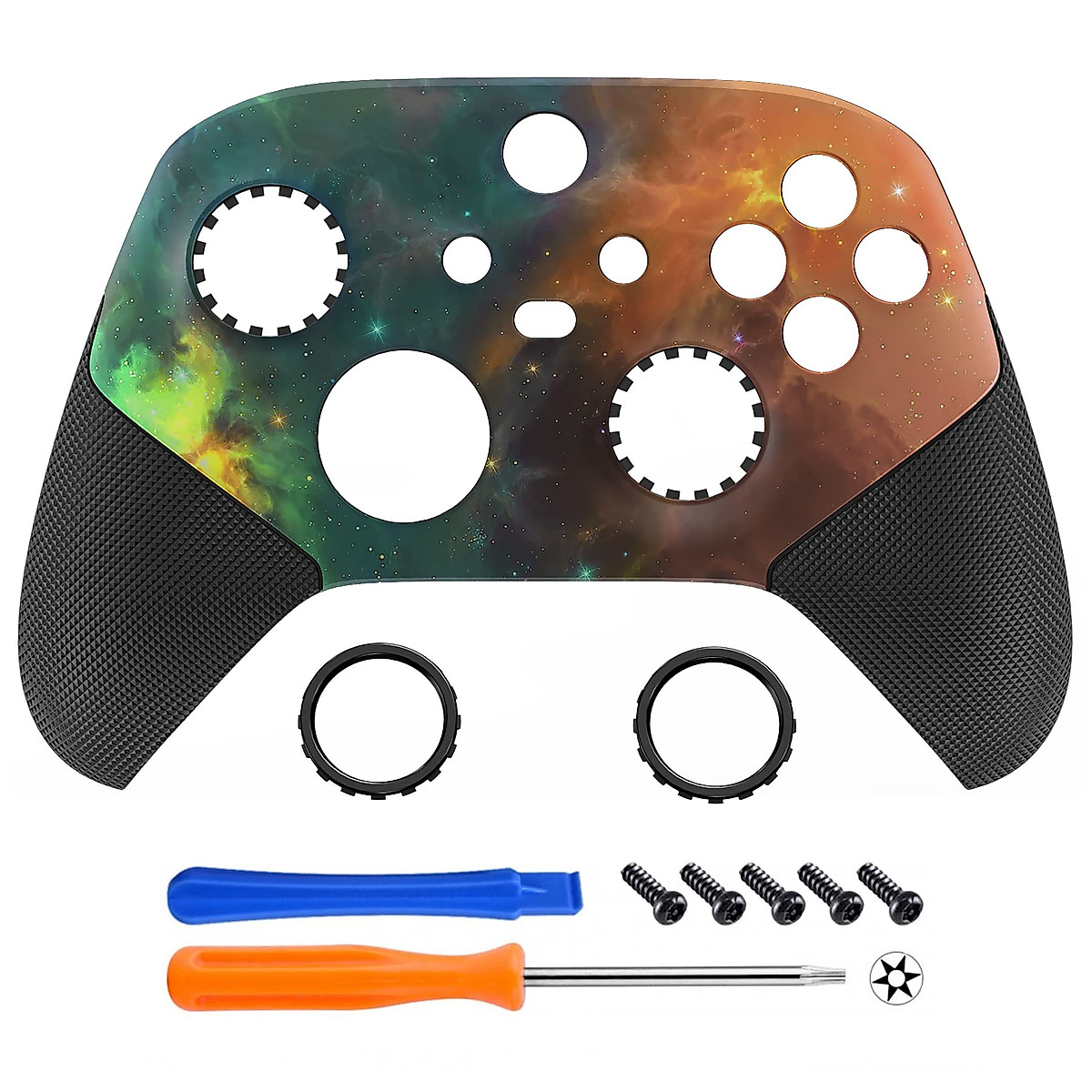 eXtremeRate ASR Version Redesigned Shell for Xbox Core Wireless Controller - Performance Rubberized Grip, Anti Sticks Rubbing Ring - Custom Faceplate for Xbox Series X & S - Orange Star Universe