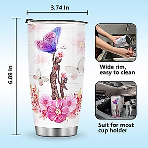 Jekeno Daughter Gift from Mom: Birthday Gifts for Daughter from Mama, Christmas Holiday Gifts Ideas for Daughters from Mother, Butterfly Flower 20oz Insulated Tumbler Cup Travel Coffee Mug with Lids