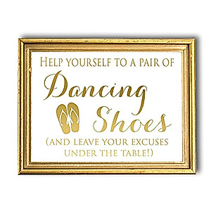 Dancing Shoes Wedding Sign For Guests, Flip Flop Signage, Gold Foil Print, Reception Decorations, Unframed Wall Art Poster