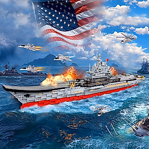 2234 Pieces Aircraft Carrier Building Blocks with Storage Box, 38x 7.7x10.5 Inch Stress Release Large Construction Military Warship Battleship Blocks Toys for Adults and Kids 14 Years and Up