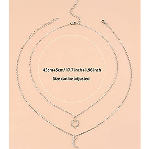 Couple Necklace Moon Sun Stainless Steel Pendant Link Chain Necklace Simple Best Friend Necklace For Women Teen Girls Best Friend Family Jewelry