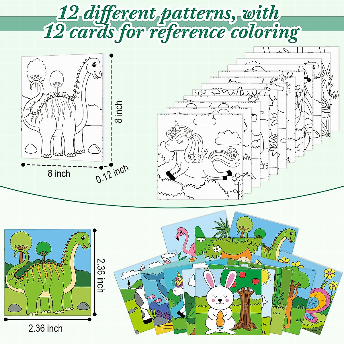 Sherr 12 Pcs Pre Drawn Canvas Pre Printed Canvas Set for Adults Kids Cute Printed Canvas to Paint Canvas Set Theme Canvas Painting for Party Favor(Cute Animals,8 x 8 Inch)