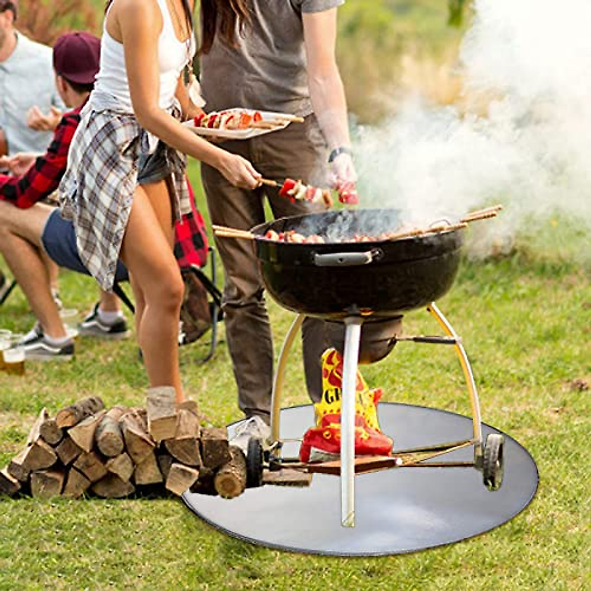 Yurulitdor Round Fire Pit Mat, 36inch Fireproof Mat for Under Fire Pit, Fire Resistant Pad for Outdoor BBQ, Patio, Deck, Grass, Lawn (36inch)