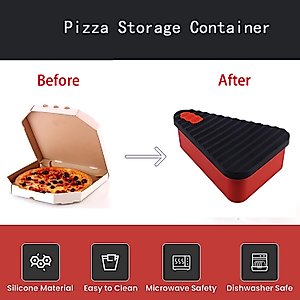 Pizza Leftover Storage Container,Reusable Pizza Slicone Container,Silicone Food Container Lunch Box Withstand Temperature in -40~200℃ (9inch)