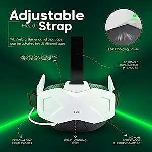 CYBVR Elite Strap with Battery for Oculus/Meta Quest 2, Head Straps Fast Charging Power Bank Doubles Quest Battery Life, Head Strap with Battery Pack is a Quest 2 Headset Counterweight, VR Accessories