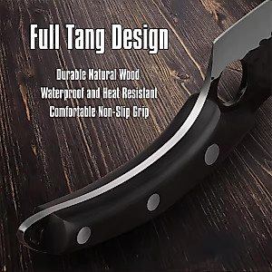 Nordic New Upgraded Hand Forged Viking High Carbon Steel Boning Knife with Leather Sheath, Multipurpose for Meat Cutting, Kitchen, Camping, BBQ, (Brown)