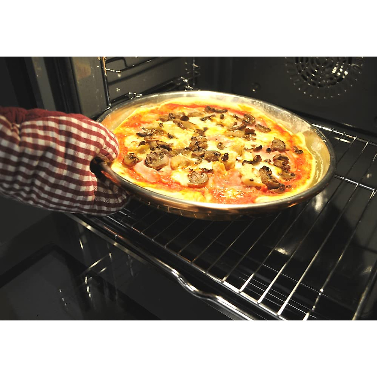 CREARTISTIC 100% Made in Italy – Pizza Tray for Oven - 14.2x1.2 Inch - 2.1 Qt– Copper Pizza pan - Tinned copper baking pan for Pizza - Pizza pan for oven – Baking pan - Handmade