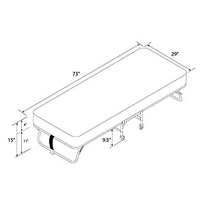 DHP Levy Folding Guest Bed with Metal Frame & 4 Inch Mattress, Twin, Black