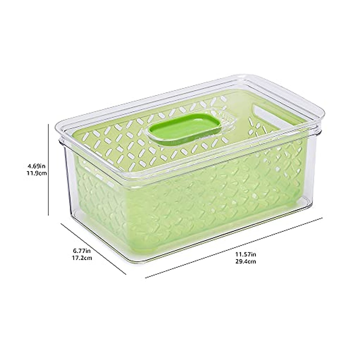 Amazon Basics Set of 3 Produce Food Saving Containers with Vented Lids, BPA Free Plastic - 2 Large (4.3 Qt), 1 Medium (1.9 Qt)
