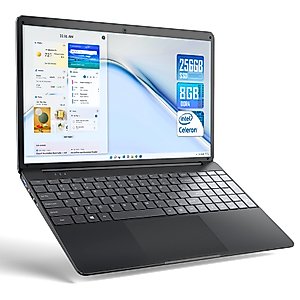 SGIN 15.6 Inch Laptop, 8GB DDR4 256GB SSD Laptops Computer with Intel Celeron Quad Core Processor (up to 2.5 GHz), 2.4/5.0G WiFi, 7000 mAh, Webcam, Mini HDMI, Type-C
