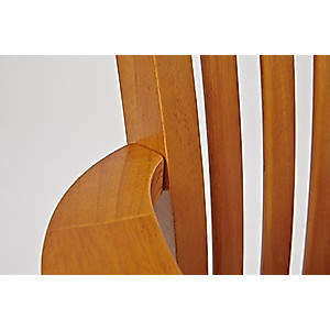 OSP Home Furnishings Deluxe Wood Banker's Desk Chair with Padded Seat, Adjustable Height and Locking Tilt, Fruitwood Finish and Brown Vinyl