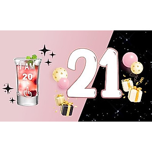 Hlukana 21st Birthday Shot Glass, 21 + Middle Finger Funny Birthday Gifts For Him Or Her, Birthday Decorations Gifts For Men, Women, daughter, Sister, Friend - Twenty One Birthday Shot Glass (1.5 oz)