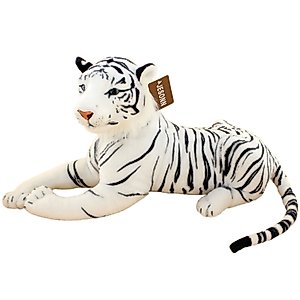 JESONN Realistic Stuffed Animals Tiger Toys Plush (White, 18.9 Inch)