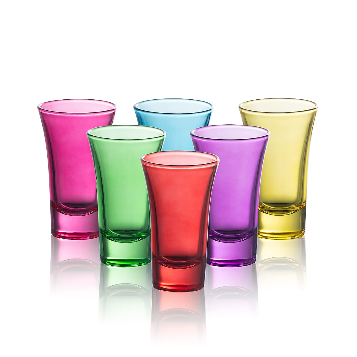 M&N HOME Colorful Shot Glasses - Fun Bachelor Party Decorations or Bar Glasses - 2 ounce Set of 6