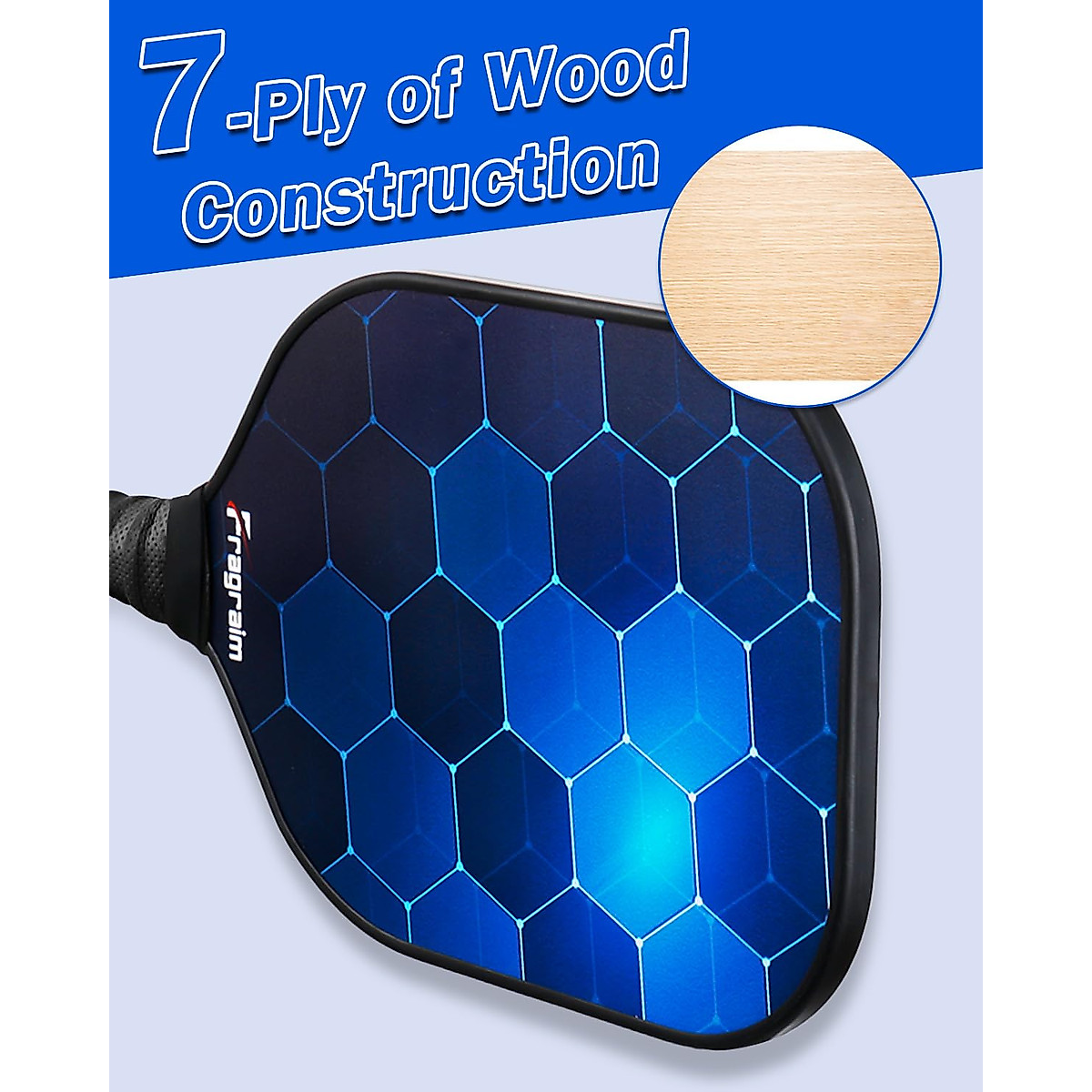 Pickleball Set of 4, Pickleball Paddles, Lightweight Wood Pickle Ball, 4 Outdoor & Indoor Pickleball Balls, 1 Carrying Bag, Pickleball Racquets with Cushion Comfort Grip, Gifts for Men Women