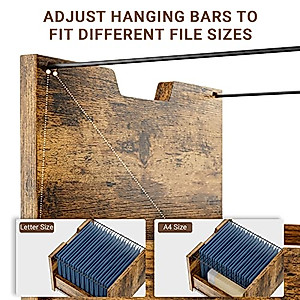 YaFiti Wood File Cabinet for Home Office, 3 Drawer Lateral Filing Cabinets for Printer Stand with Storage and Socket USB Charging Port fits A4 or Letter Size, Rustic Brown