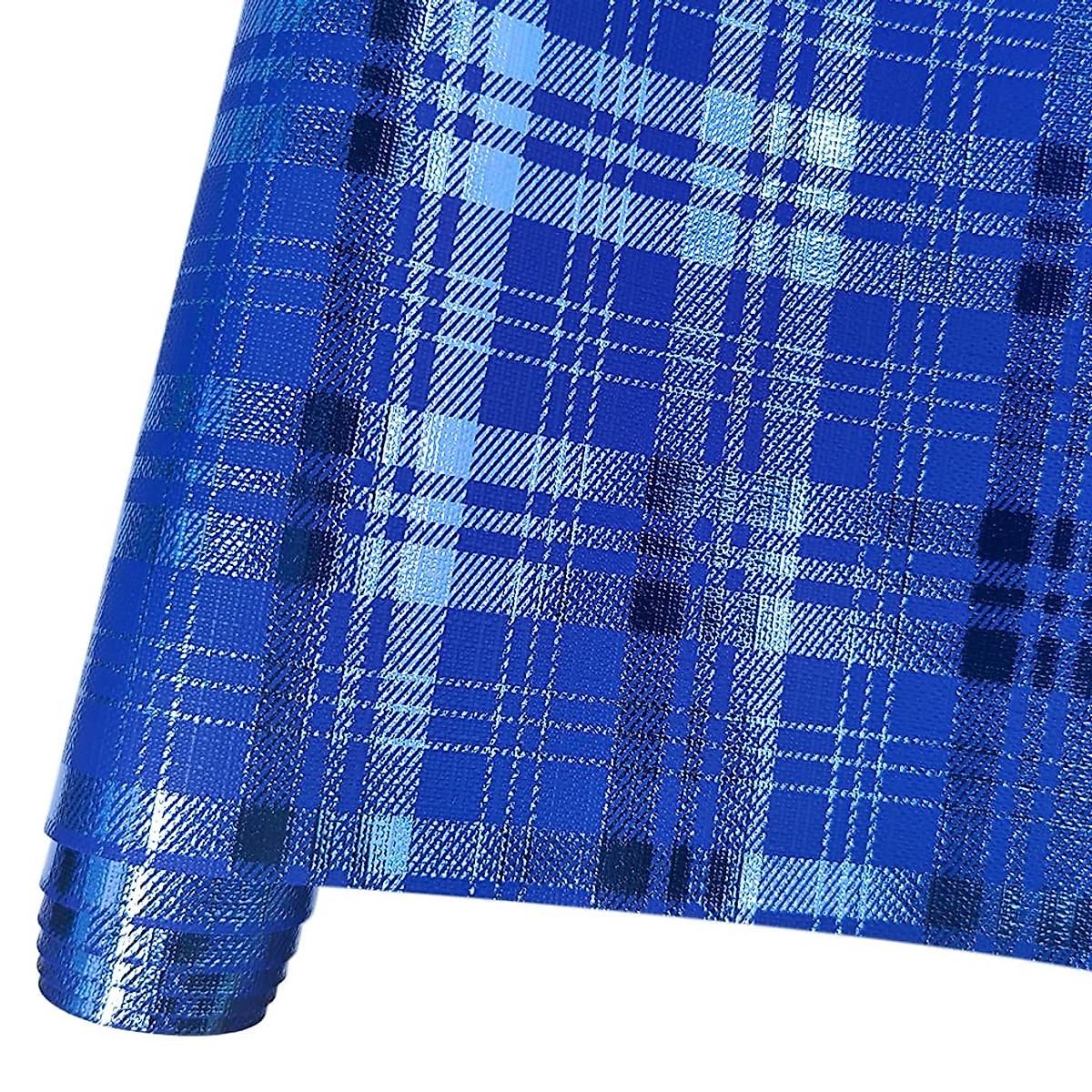 HYANG Matte Bronzing Embossing Grid Blue PU Faux Leather 1 Roll 12"X53"(30cmX135cm), Faux Leather Very Suitable for Crafts Making Leather Earrings, Bows, Handbag ，Sewing