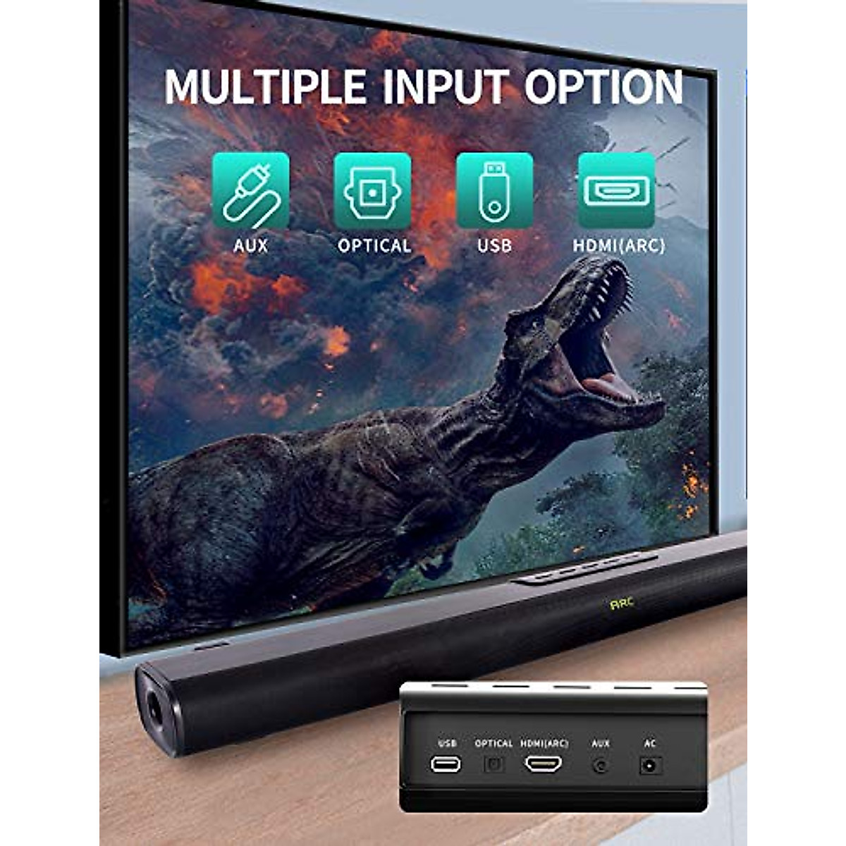 Sound Bar, Sound Bar for TV, Soundbar with Built-in Subwoofer, Wired & Wireless Bluetooth 5.0 Speaker for TV, HDMI/Optical/Aux/USB, Wall Mountable, Surround Sound System for TV & Home Theater 2023 NEW