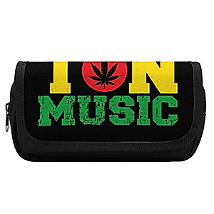 I Love Raggaeton Music Large Capacity Pencil Case Multi-Slot Pencil Bag Portable Pen Storage Pouch with Zipper