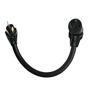 NEMA 10-50P to 14-50R 120V/240V 50 Amp 3 Prong Male Plug to 50 Amp 4 Prong Female Outlet Receptacle Generator RV Welder Dryer Power Cord Adapter
