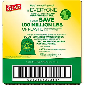 Glad ForceFlex Tall Kitchen Drawstring Trash Bags, 13 Gallon Trash Bag, Gain Lavender with Febreze Freshness, 110 Count