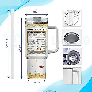 Hyturtle Personalized Coffee Tumbler Hairstylist Customized Name 40 oz Tumbler with Handle and Straw Lid, Birthday Gifts For Hairdressers Men Women Insulated Mugs Wine Tumblers Stainless Steel Cups